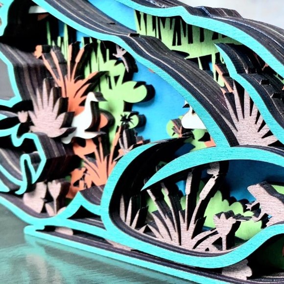 Other | Great Detail Amphibian Frog Froggy Pond Wood Multilayer 3d ...